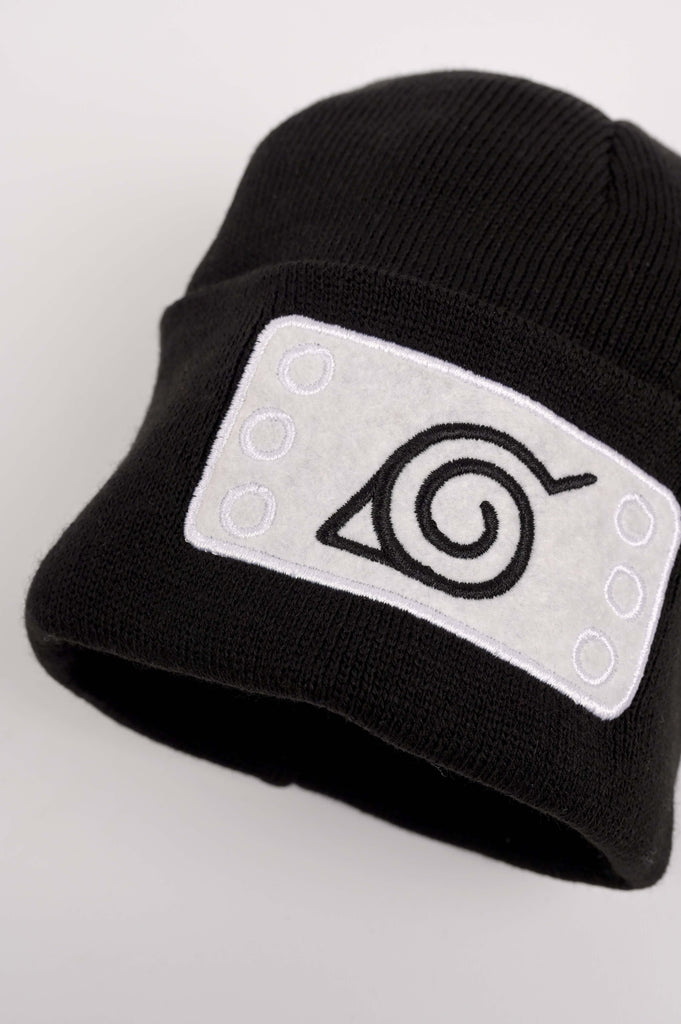Anime Naruto Konoha Nakış İşleme Unisex Siyah Bere – touzmoda